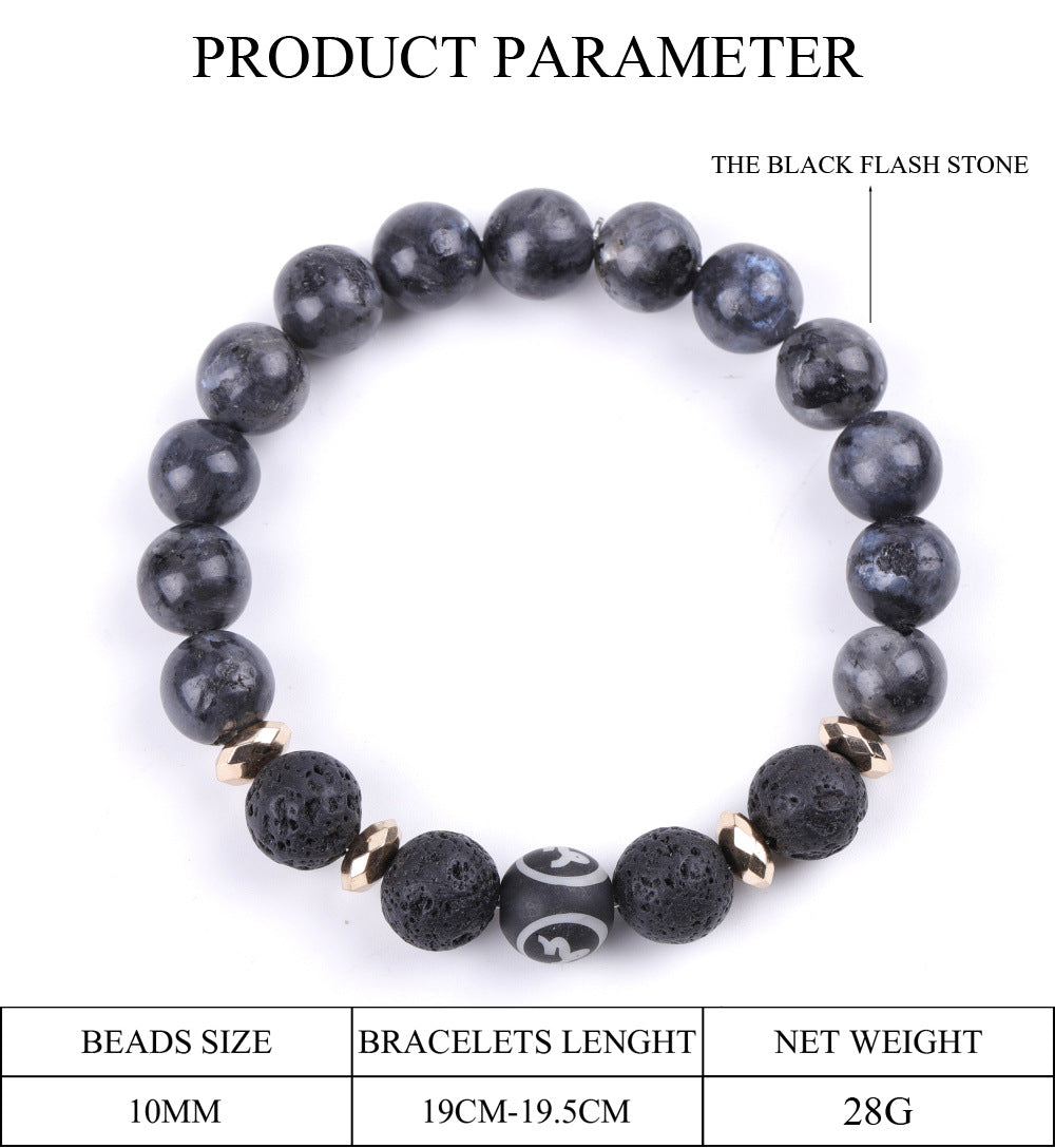 Twelve Constellations natural stone black flash volcanic stone bracele ...